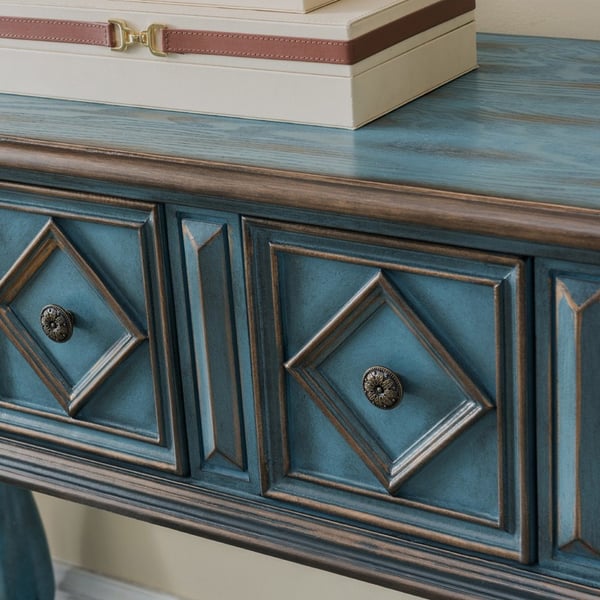 Vintage Rustic Console Table with Storage Entryway Table with Drawers ...