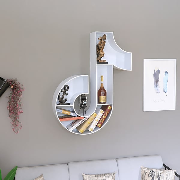 Modern Eighth-Note Wall Mount Shelving in White | Homary UK