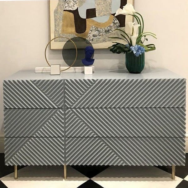 1500mm Modern Grey Storage Chest Accent Cabinet with 6 Drawers | Homary UK