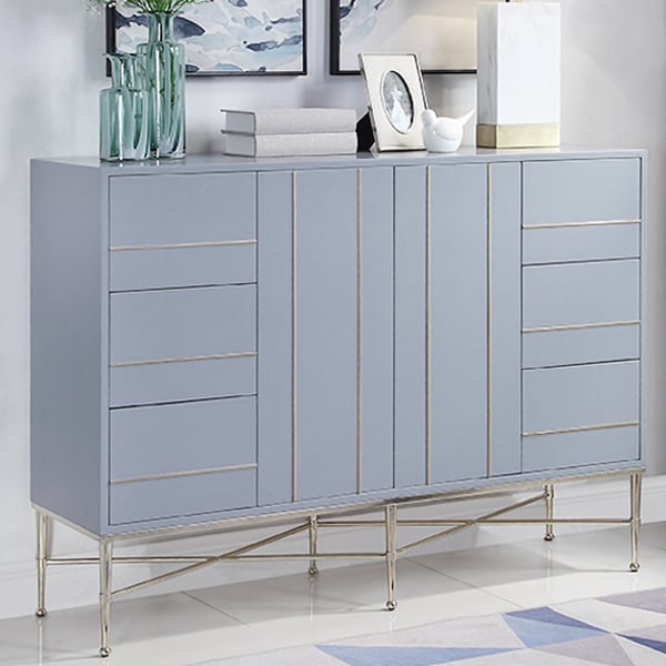55" Modern Blue Sideboard Buffet with 2 Doors & 2 Shelves & 6 Drawers ...