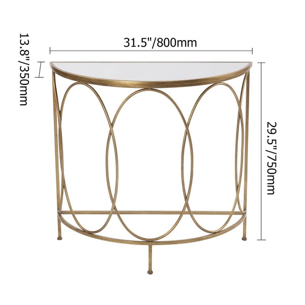 Modern White Semicircle Console Table with Marble Top Metal Frame-Homary