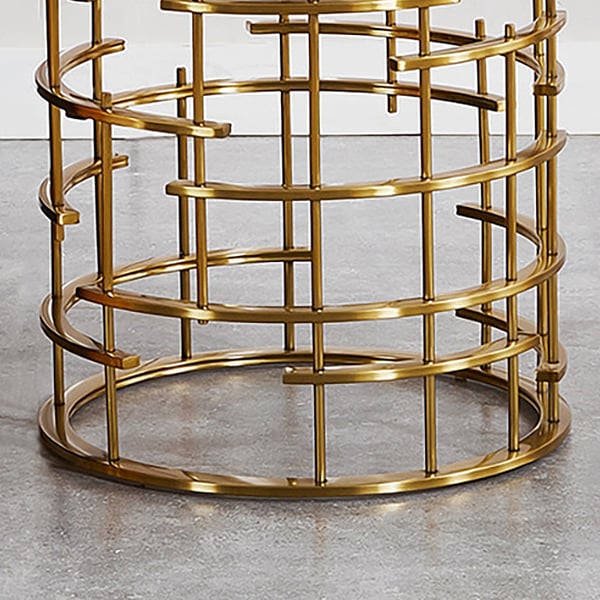 Modern Round Side Table with Tempered Glass Top & Gold Stainless Steel ...