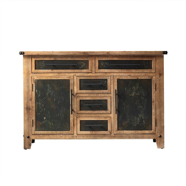 1200mm Rustic Natural Sideboard Buffet with 5 Drawers & 2 Doors | Homary UK