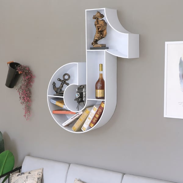 Modern Eighth-Note Wall Mount Shelving in White | Homary UK