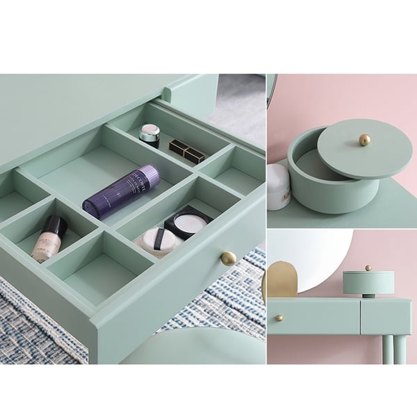 Modern Green Makeup Vanity Dressing Table with Drawer & Storage Box ...