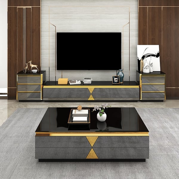 Rasay Black Large Storage Coffee Table with 4 Drawers Modern ...
