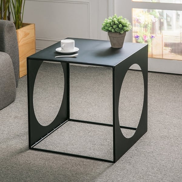 Modern Black Cube Small End Table Metal Side Table | Homary UK