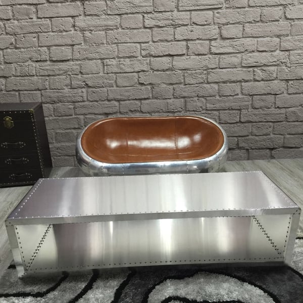 Aviator Coffee Table 47 Inch Rectangular Coffee Table Industrial Loft ...