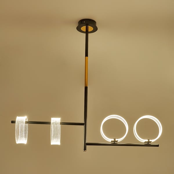 Linear LED Acrylic Island Pedant Light Black and Gold 4 Light Modern ...