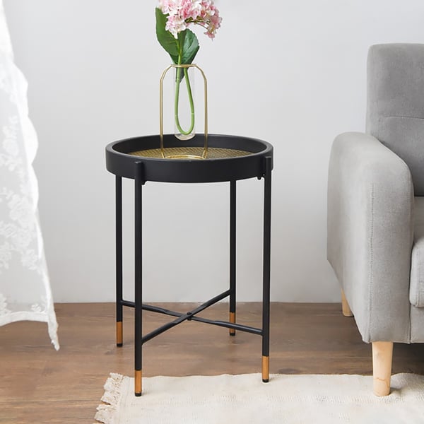 600mm Glass Round End Table Side Table with Firm Metal Frame and ...