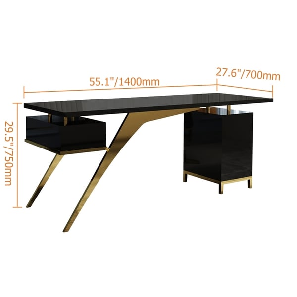 Black Pu Leather Office Chair And Black Writing Desk Homary Uk