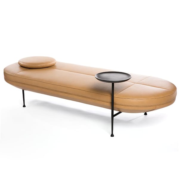 Modern Classic Oval Shape Bench Metal Bench PU Leather Bench with Table ...