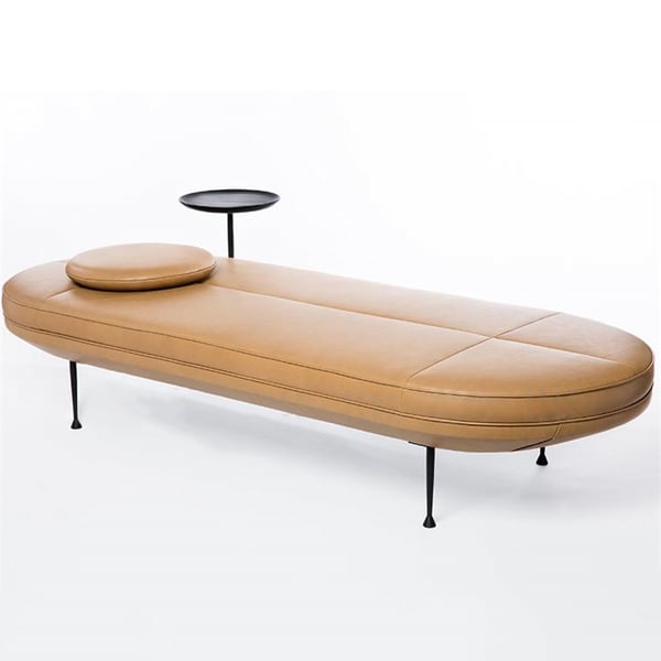 Modern Classic Oval Shape Bench Metal Bench PU Leather Bench with Table ...