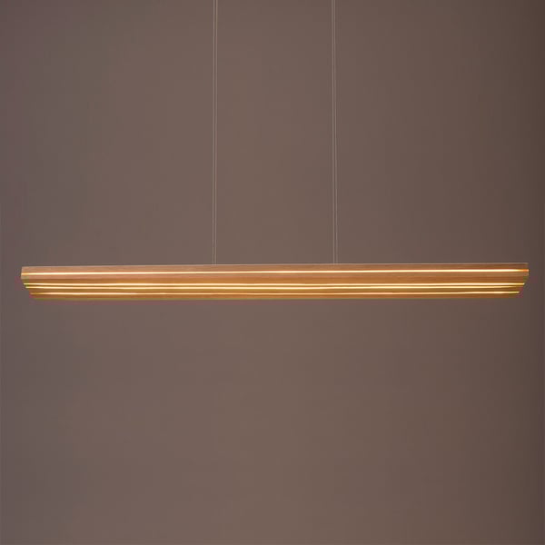 Modern LED Rectangular Pendant Light 39" Wide Wood and Resin Kitchen ...