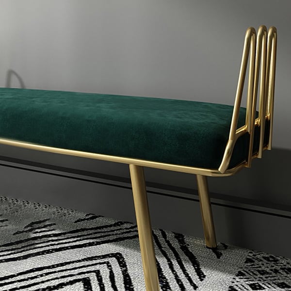 Green Hallway Bench Modern Upholstered Velvet Bench Metal in Gold ...