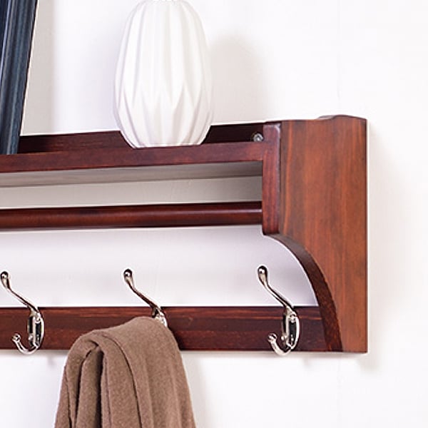 655mm 5-Hook Wall Mounted Coat Stand with Shelf | Homary UK