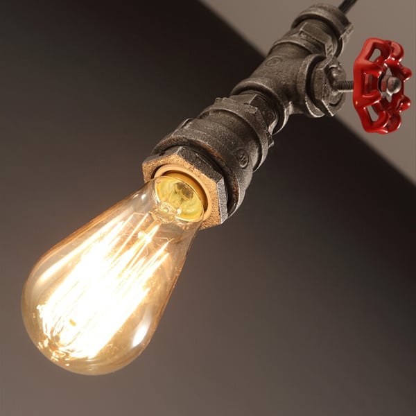 Retro Industrial Loft Mini Rust Metal Water Pipe Single Pendant Light ...