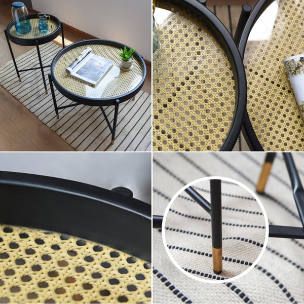 600mm Glass Round End Table Side Table with Firm Metal Frame and ...