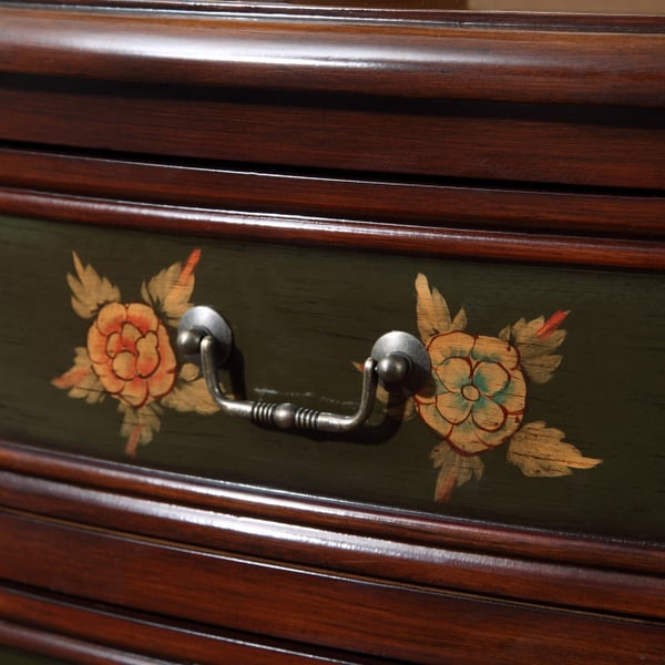 Walnut& Green Cabinet Entryway Cabinet with Drawers & Doors & Shelves ...