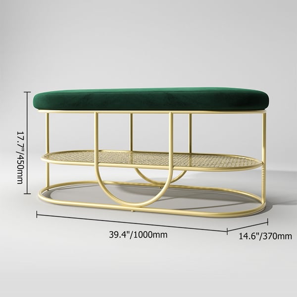 Green Entryway Bench Modern Upholstered Velvet Bench Metal in Gold ...