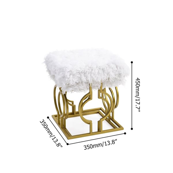 White Square Makeup Vanity Stool Woolen Blanket Upholstered Ottoman ...