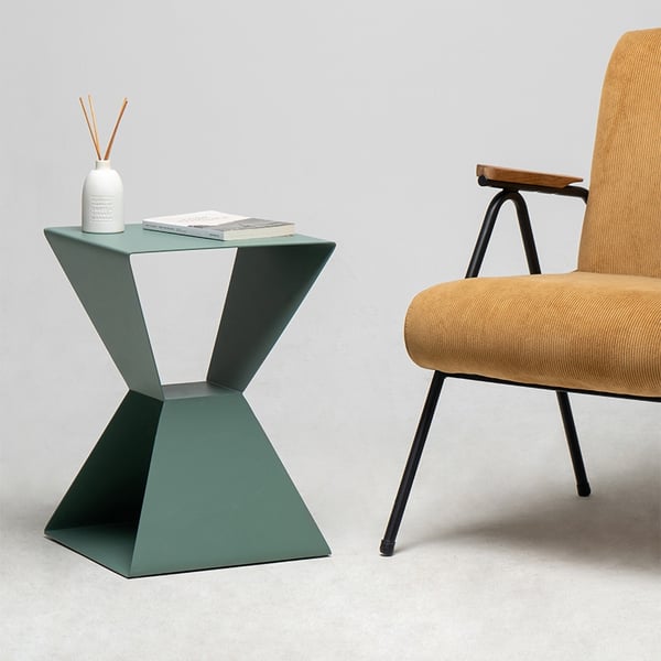 Black End Table with Storage Metal-Homary