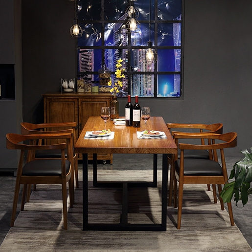 Industrial Retro Rectangular Dining Table Solid Wood Walnut Small ...