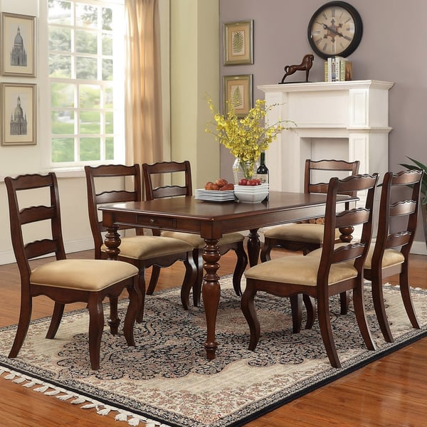 Classic Style Solid Wood Rectangular Dining Table in Walnut Finish with ...