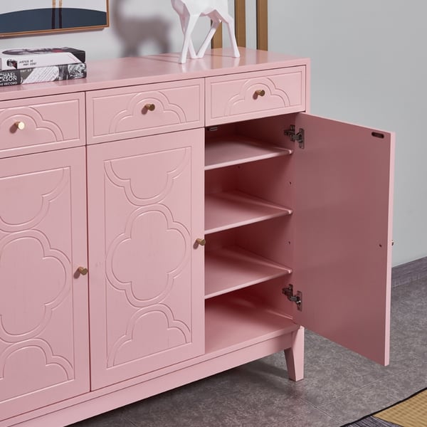 Contemporary Pink Shoe Cabinet Shoe Organizer with 3 Doors & 3 Drawers ...