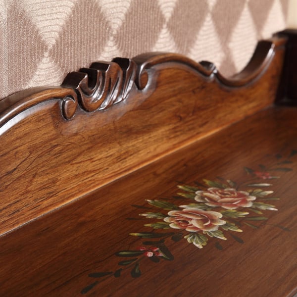 Rustic Secretary Desk Flip-Top Floral and Embossed Surface with File ...