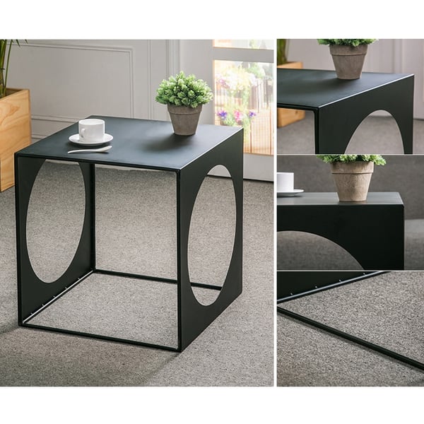 Modern Black Cube Small End Table Metal Side Table | Homary