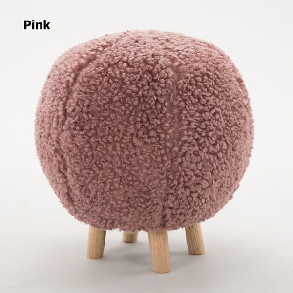 Pink Modern Entryway Fuzzy Pouf Ottoman Upholstered Footrest Stool | Homary