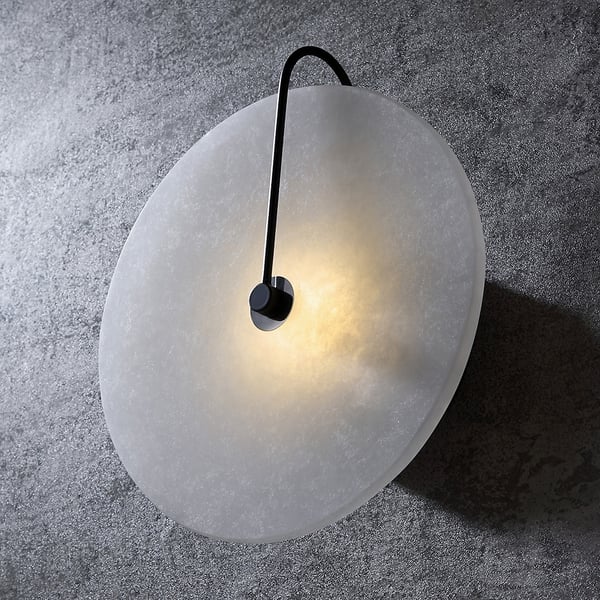 Modern White Marble Round Decorative Indoor Wall Sconce in Black Finish ...