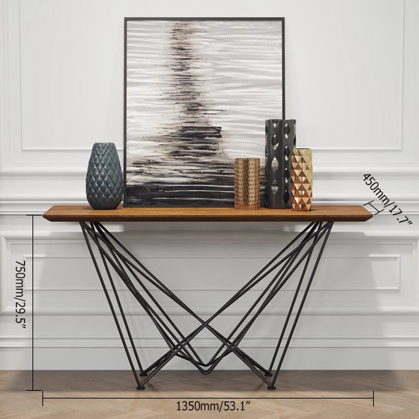 Rectangular Narrow Console Table Entryway Console Table Solid Wood ...