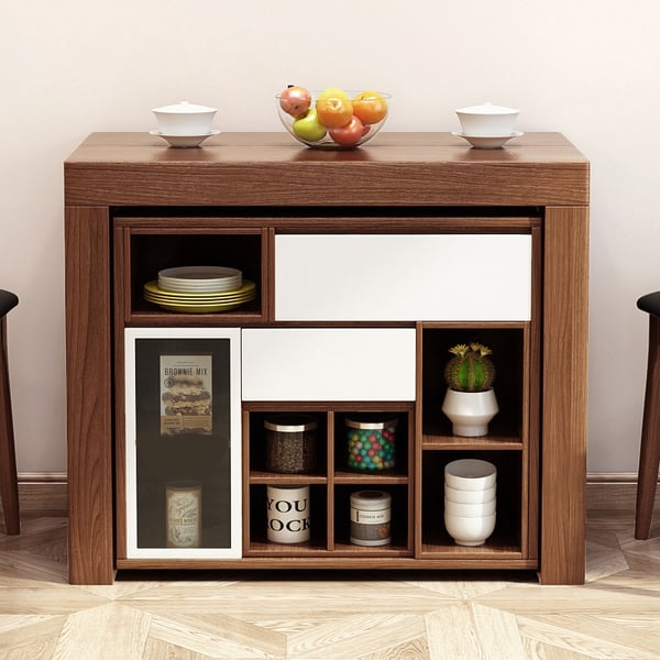 Modern 67" Extendable Dining Table Foldable Dining Table with Storage ...