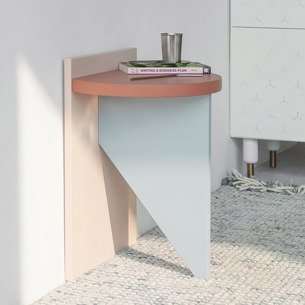 Modern Wood Side Table Half Round Colorful End Table Space Saving Style ...