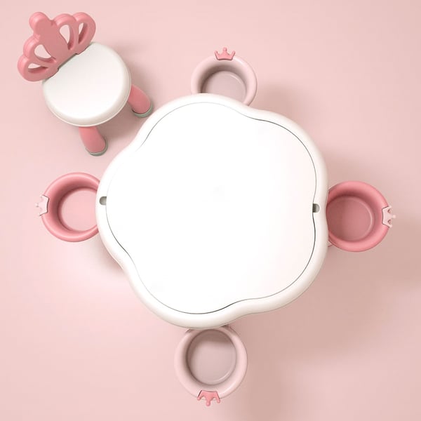 Pink Kids Play Table and Chair Set Plastic for Nursery-Homary