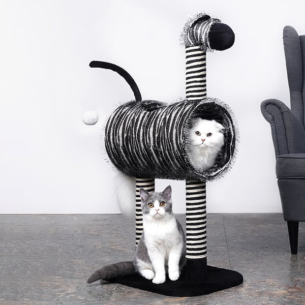 900mm Zebra Cat Tree Tunnel Scratching Post Sisal with Teasing Ball in ...