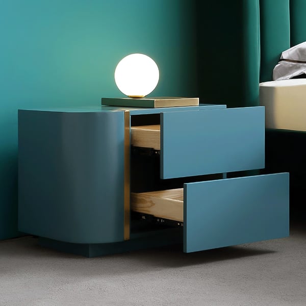 22" Modern Blue Bedroom Nightstand Bedside Table 2 Drawers | Homary