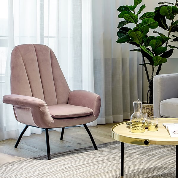 Modern Accent Chair Pink Velvet Upholstered Accent Chair | Homary