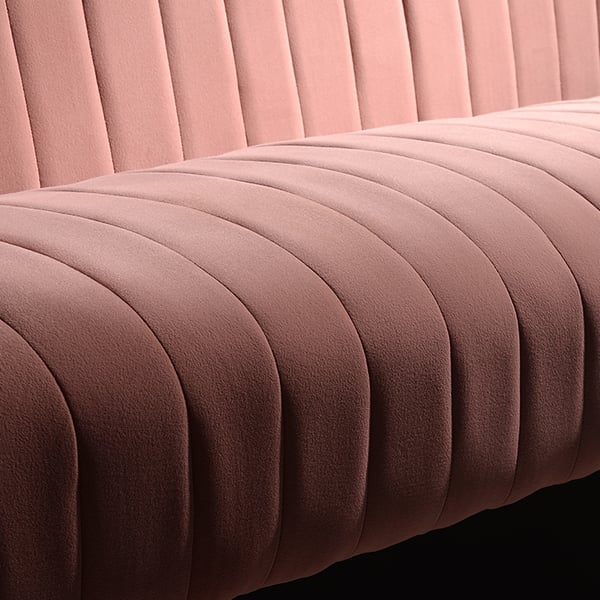 Pink Upholstered Sofa Channel Tufted Wingback Chair Velvet Couch 2 ...