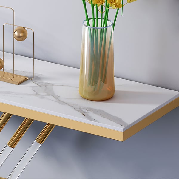 Modern Entryway Table Acrylic Console Table Faux Marble Narrow Console ...