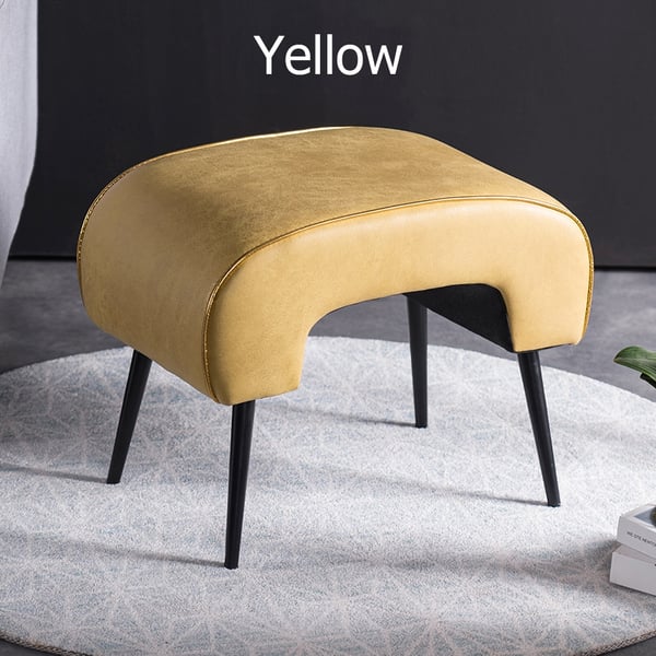 Velvet & Leath Aire Upholstered Ottoman Arched Vanity Stool in Yellow ...