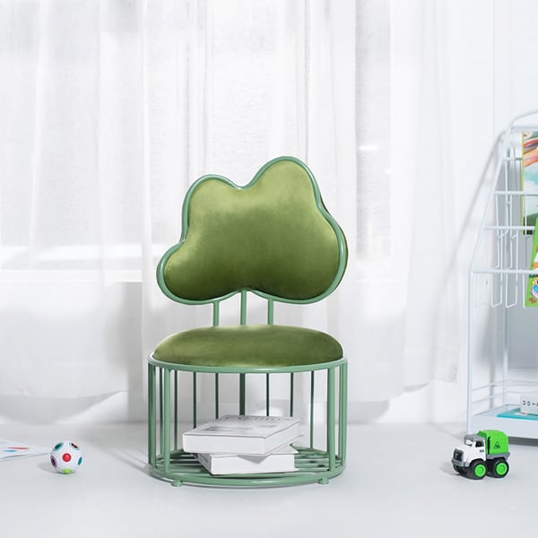 Modern Kid Chair Cute Kids Furniture with Metal Base in Green-B-Homary
