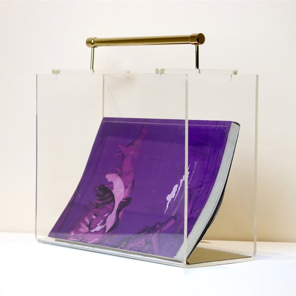 Modern Rectangular Magazine Rack with Golden Handle | Homary UK