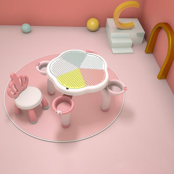 Pink Kids Play Table and Chair Set Plastic for Nursery-Homary