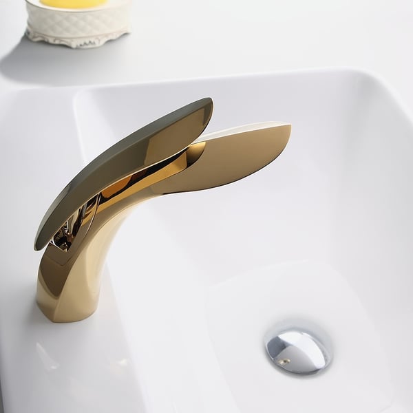 Zime Modern Minimalist Single Lever Handle Monobloc Gold Bathroom Basin ...