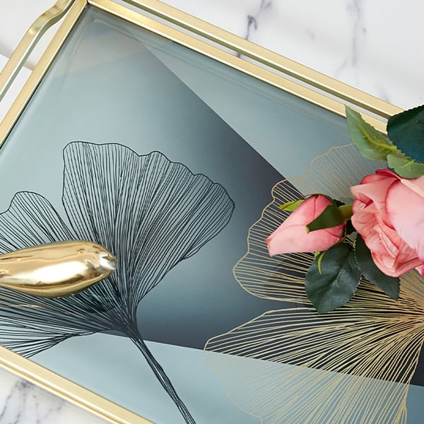 Modern Glass Decor Tray Storage Organiser with Handles | Homary AU