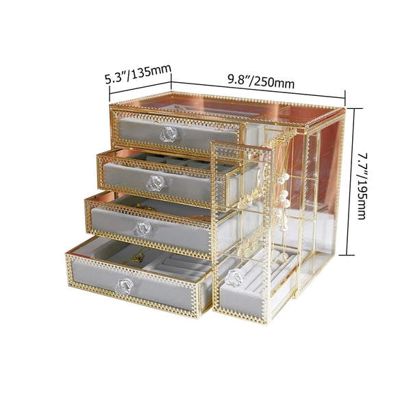 Modern Luxury Glass Jewelry Box Desk Organizer with Drawers | Homary