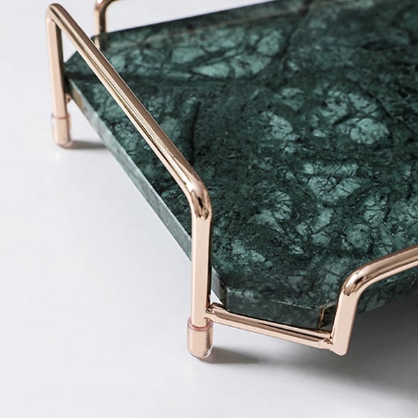 Nordic Metal Octagonal Desk Organizer Storage Marble Tray with Handles ...